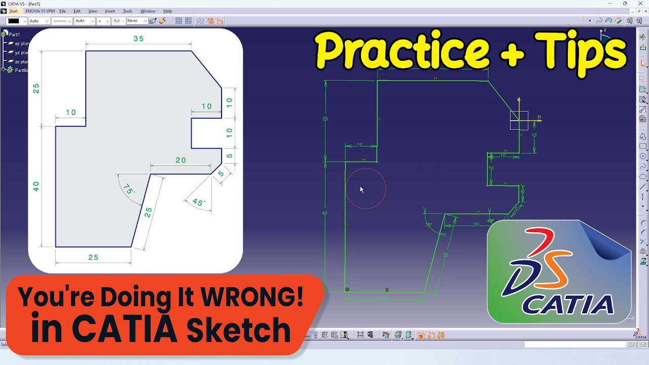 You’re Sketching WRONG – FIX It! | Smart CATIA Sketch #04 - YouTube