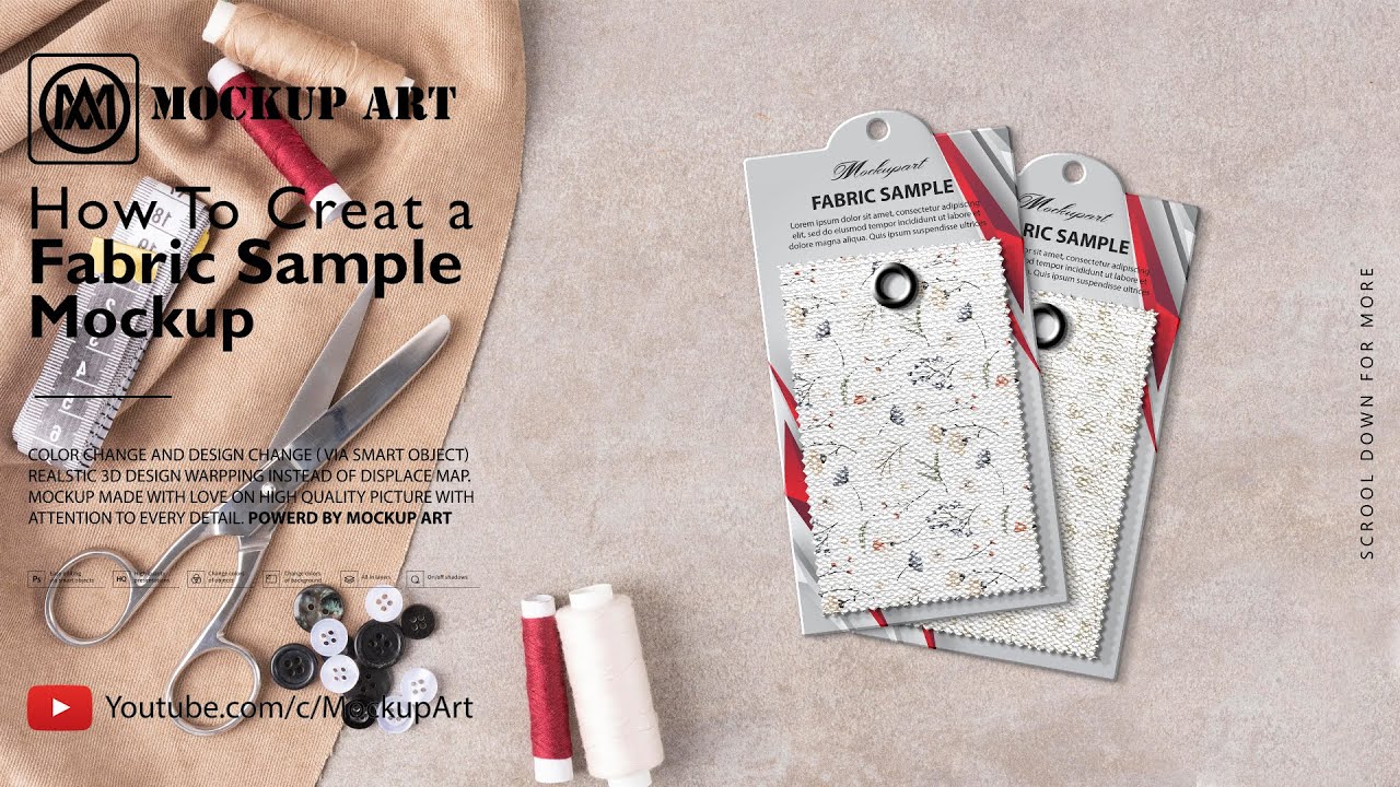 How to create a Fabric Card Sample Mockup| Photoshop Mockup Tutorial ...