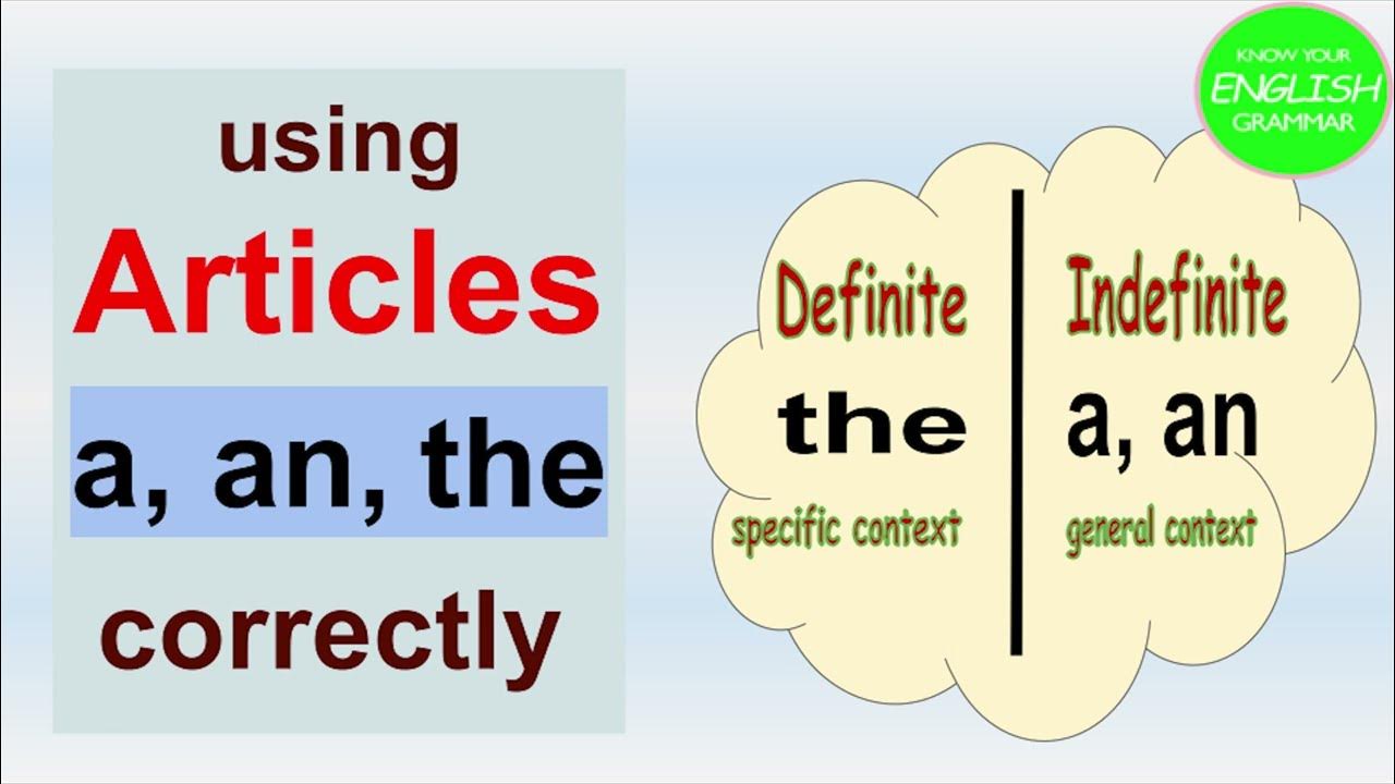 How to use Articles A, An & The in English Grammar || Definite and ...