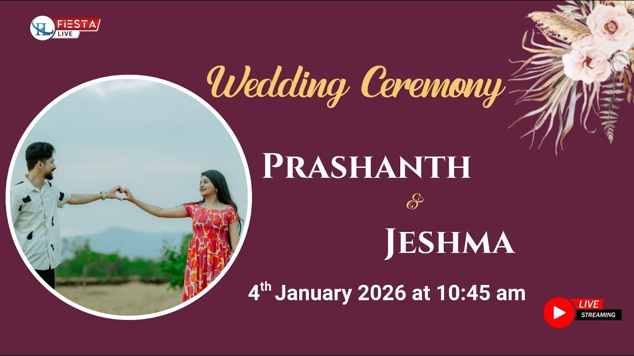 Wedding Ceremony Of PRASHANTH & JESHMA | Watch LIVE - YouTube