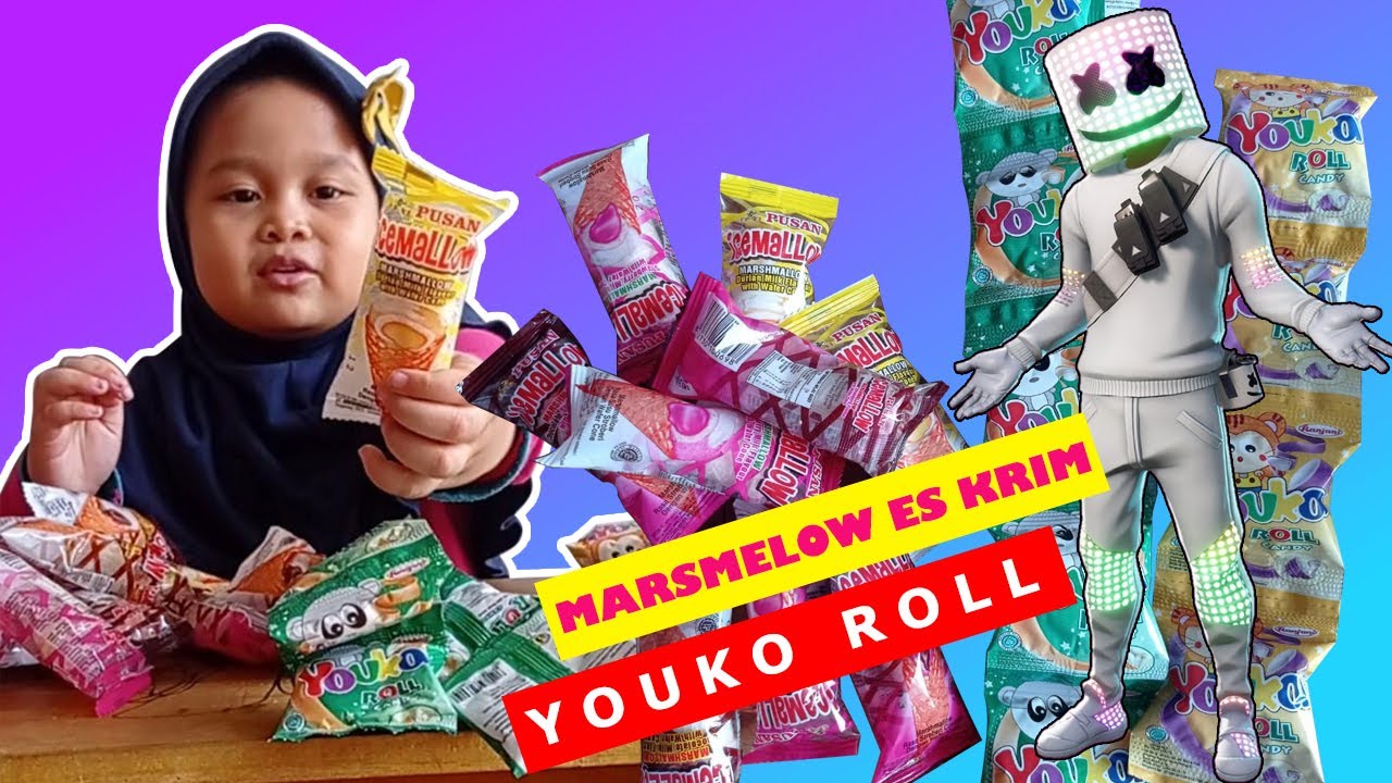 Permen Marsmelow Es Krim Dan Youko Roll - YouTube
