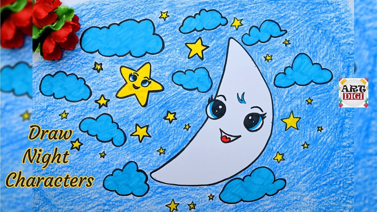 How to draw night characters | Night characters drawing for kids - YouTube