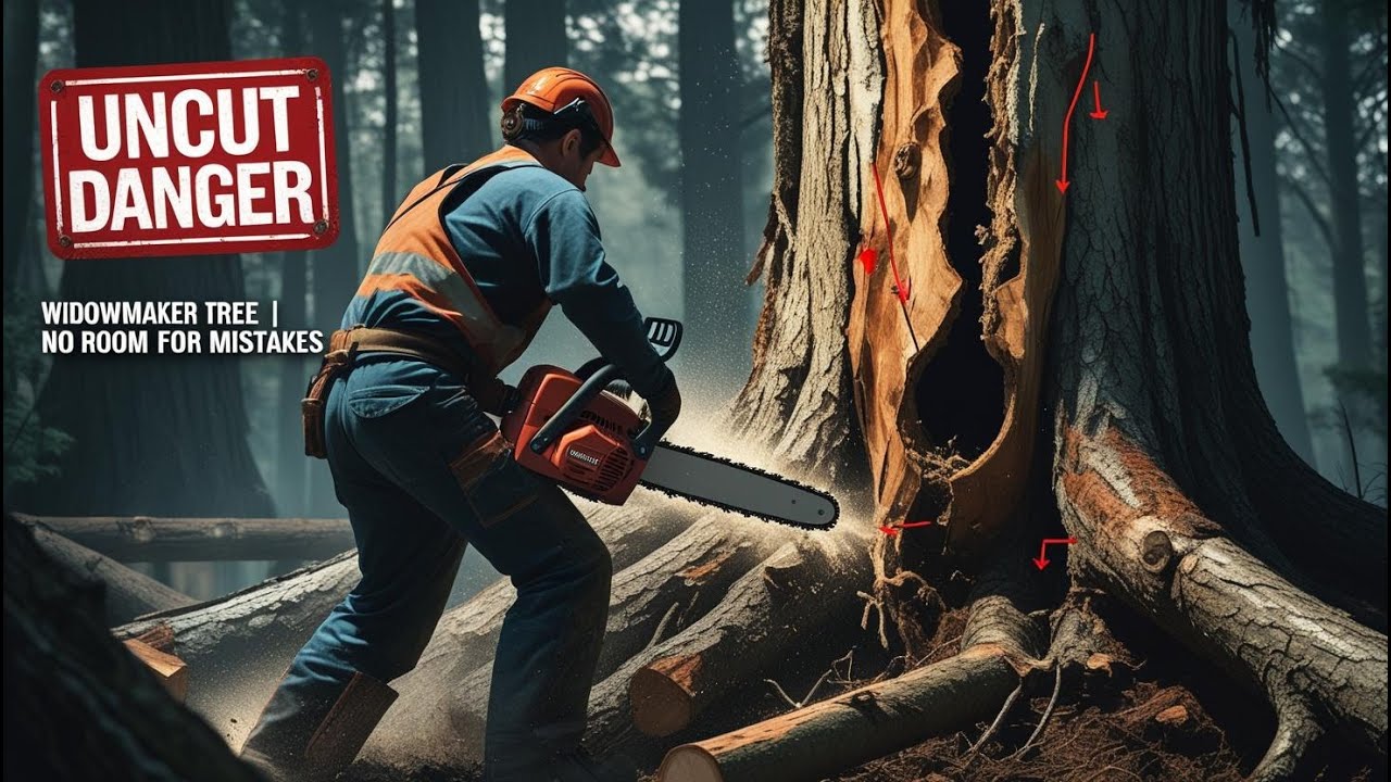 Cutting a Widowmaker Tree Safely – Don’t Try This Without Watching ...
