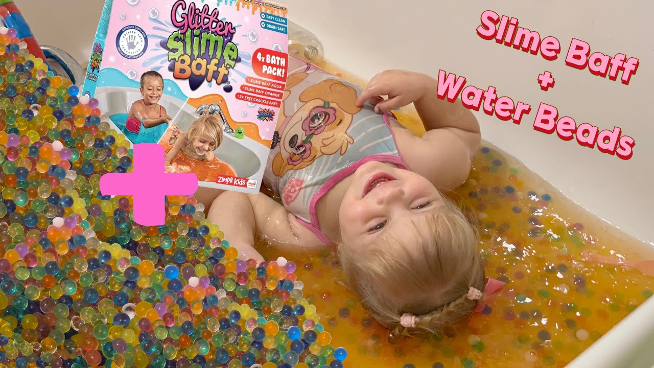 WOW! Slime Baff + Water Beads! It's so cool for bathing! You MUST TO repeat! (don't eat them ...