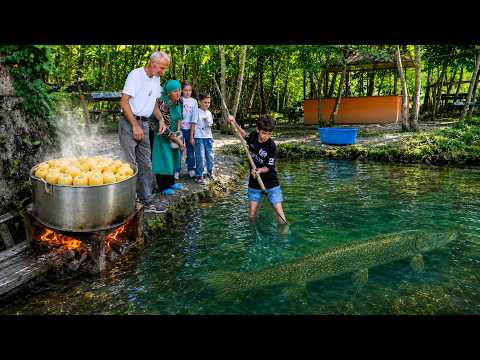 AZERBAYCAN Balık Çiftliği | Taze Mısırla Doldurulmuş Balık | Kırsal Yaşam