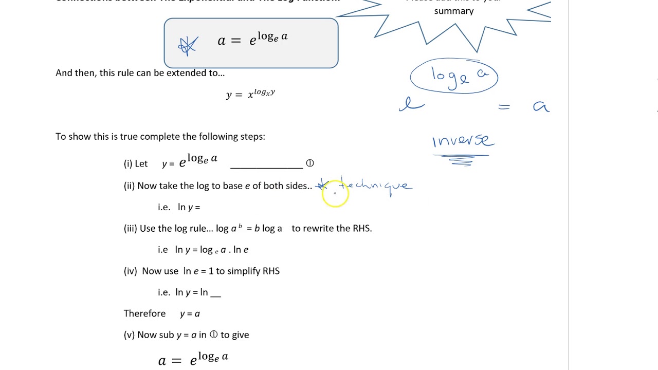 Connection between Logs and Exponential - YouTube