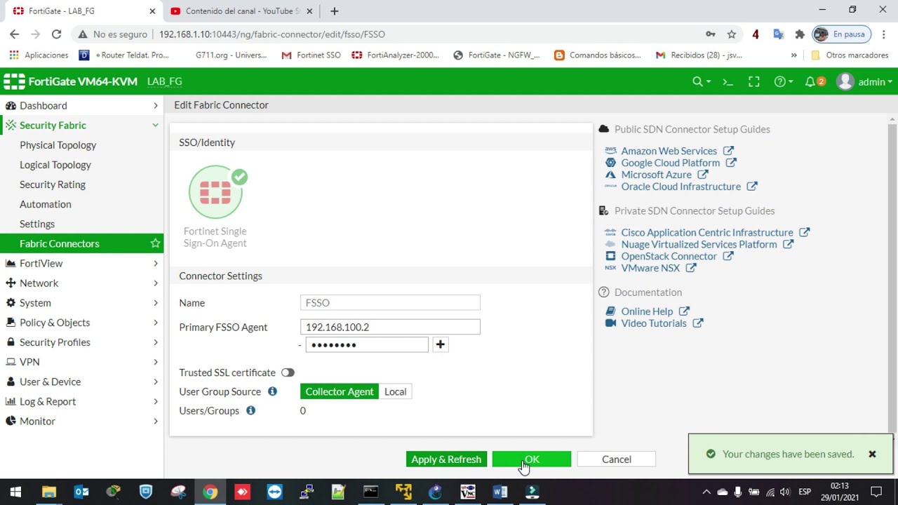 CONFIGURACION DE FSSO CON AGENTE - FORTIGATE - 1 PARTE - YouTube