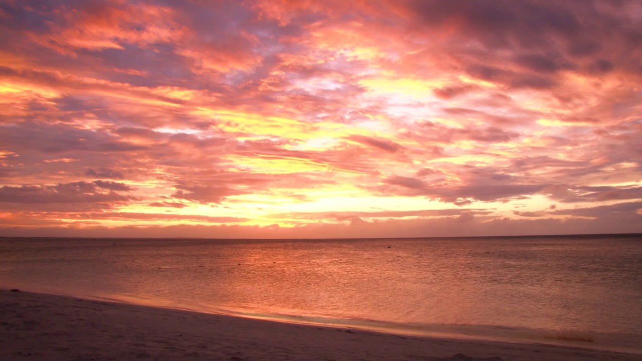 Fire Red Sunset, Ocean Waves, Secluded Beach. - YouTube