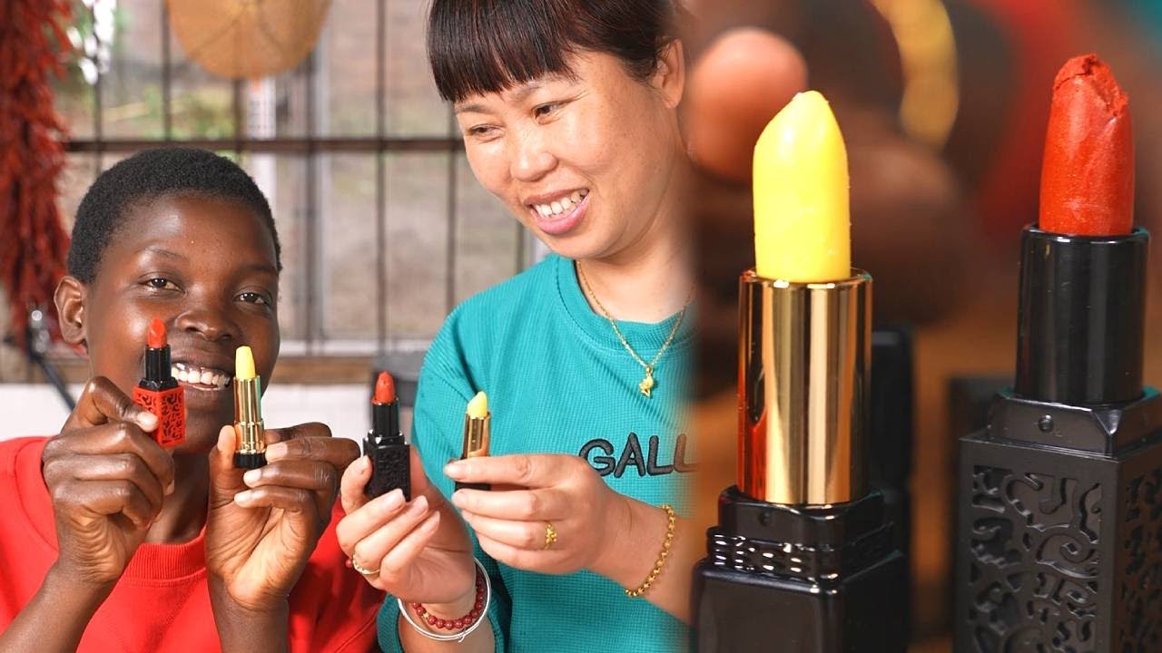 We successfully made LIPSTICK at home! How does it look on us? - YouTube