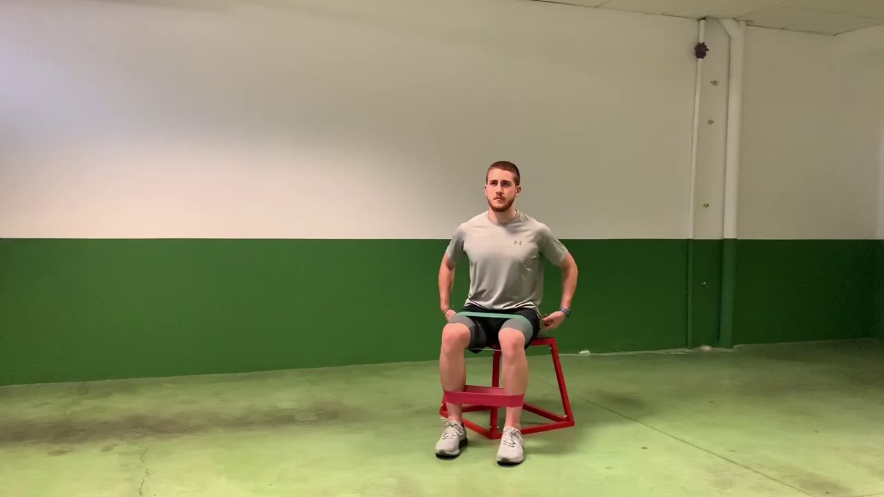 Seated alternating hip external rotation w/double miniband - YouTube