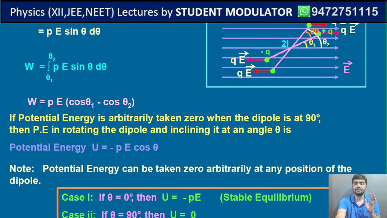 XII Phy Lec-1.13: Work done due to torque on Electric dipole in ...