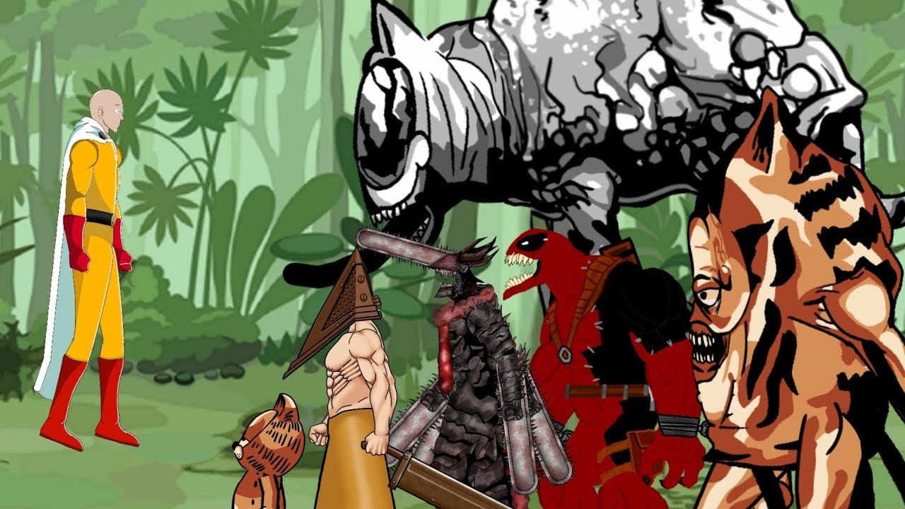 SAITAMA vs. Garfield, Chainsaw-Man, Venom Pool, Pyramid Head - ONE ...