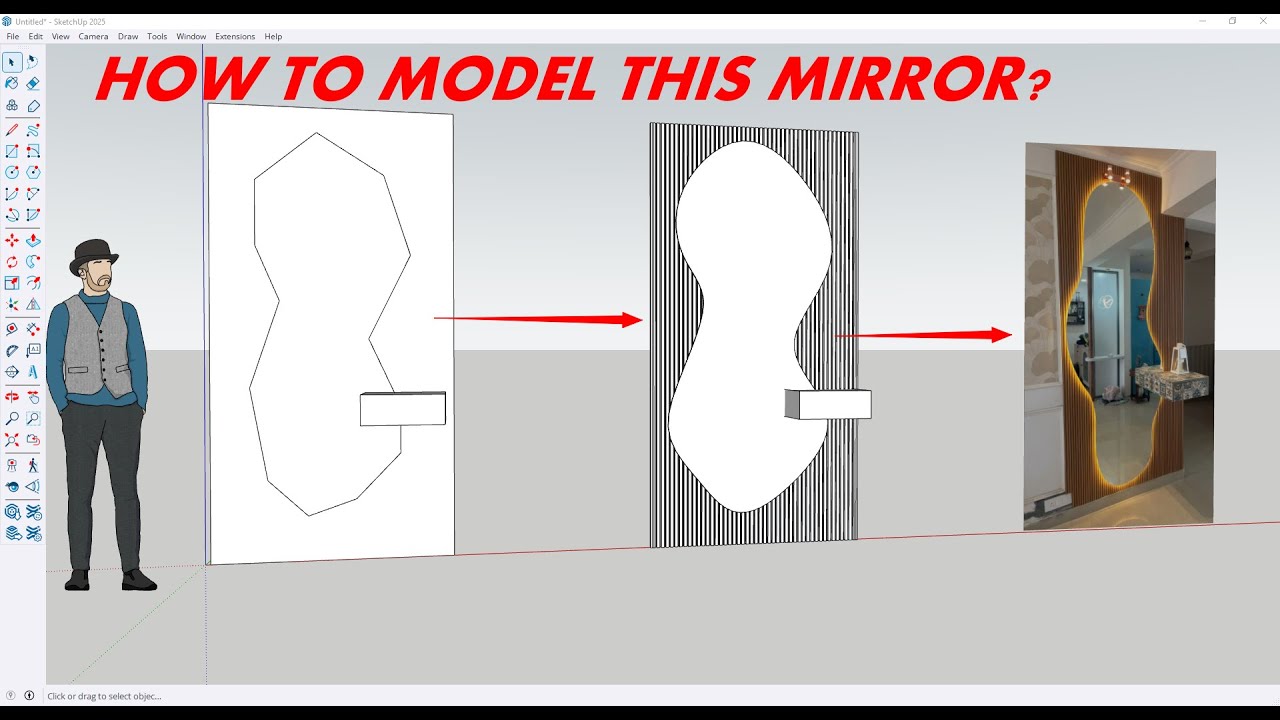 How to Model Mirror Wall Décor in SketchUp? - YouTube