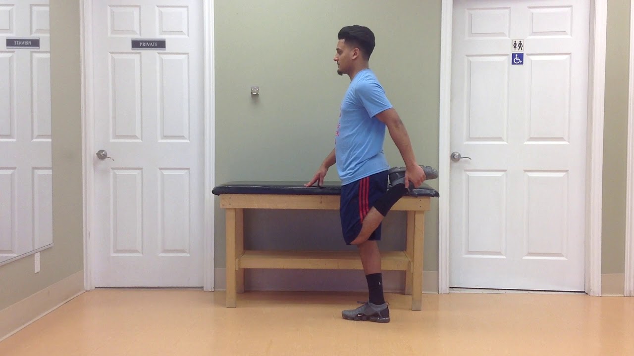Standing Hip Flexor Quadriceps Stretch - YouTube