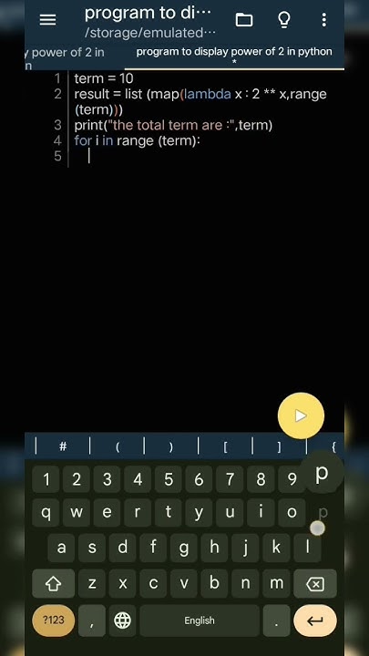 program to display power of 2 in python. #coding #programming #viralvideo #shorts #shortvideo # ...