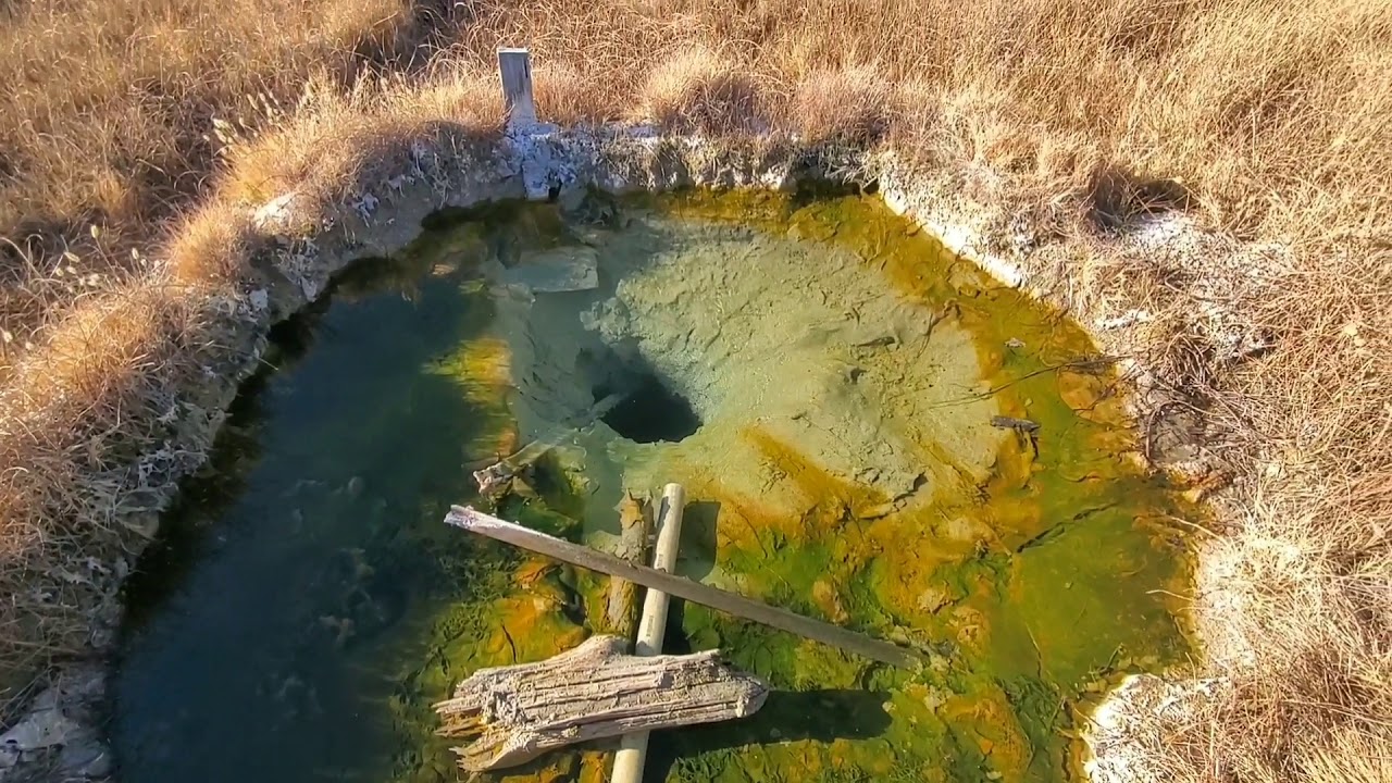 Dry lake bed w/trailer and hotsprings - YouTube