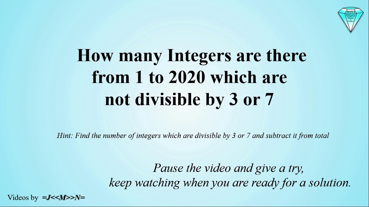 Number of Integers which are not divisible by 3 or 7 - YouTube