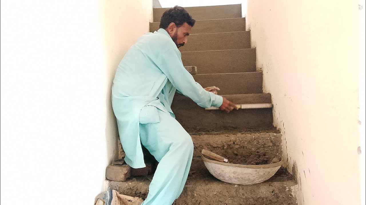 Technique of Stair Plastering # Stair plaster krana k Tarika - YouTube