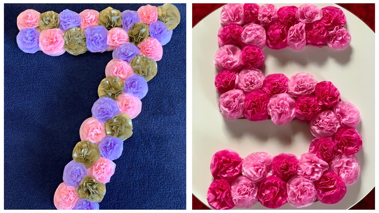 DIY 3D Floral Numbers/Letters |Birthday party Decoration Ideas| Paper ...