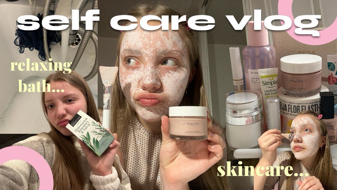 self care night vlog 🎧💕 (skincare, journaling, relaxing bath, face ...