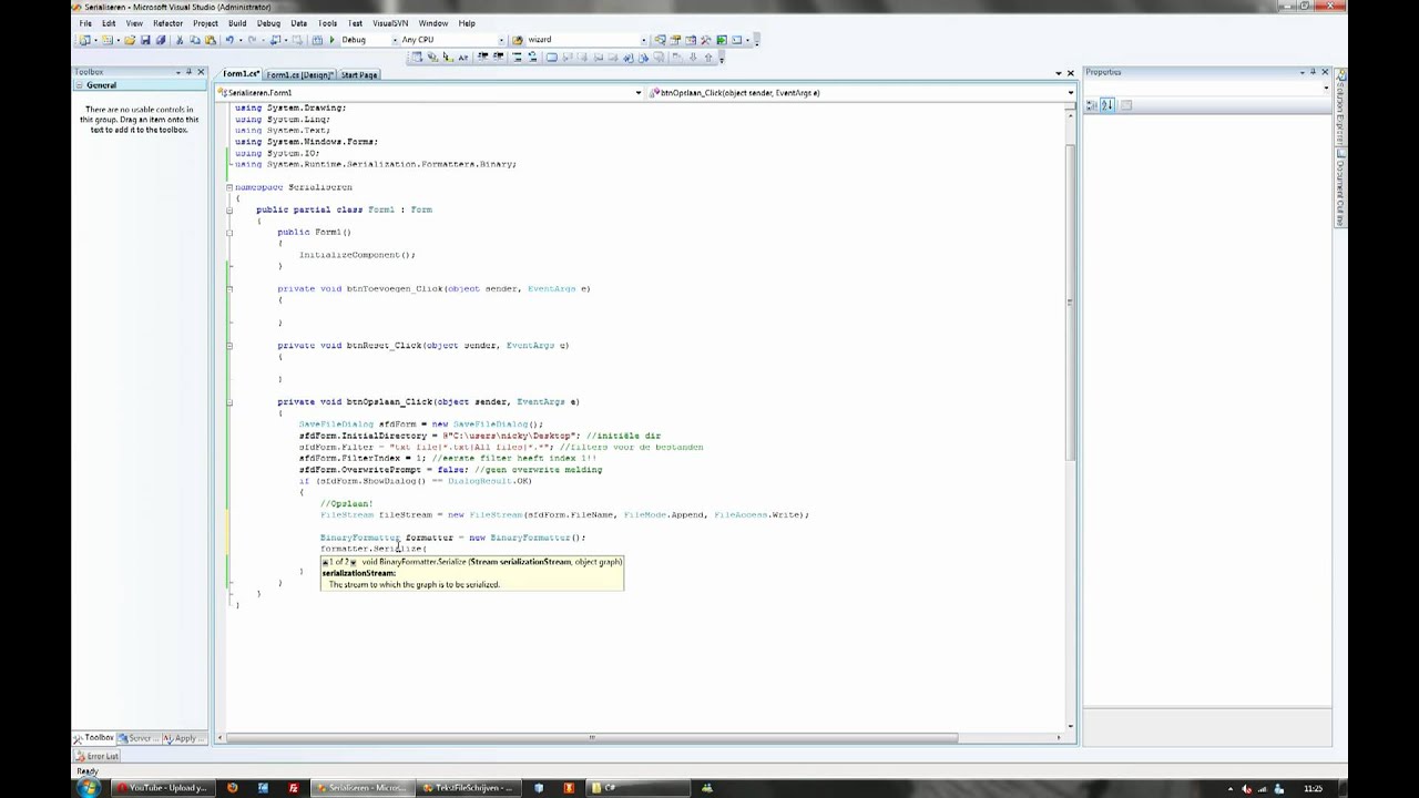 C# Serialiseren streamwriter - YouTube