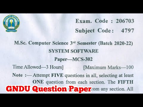 Gndu Msc Computer Science 3rd Semester System Software Question Paper - YouTube