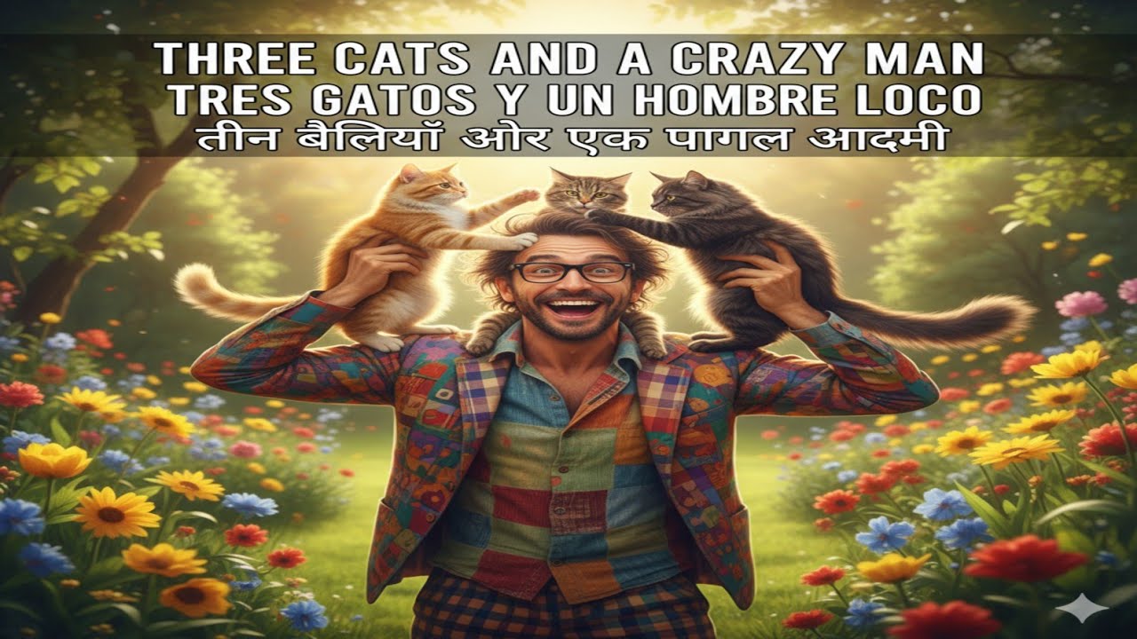 3 Cats, 1 Crazy Man 🐱🕺😹 | 3 Gatos, 1 Hombre Loco 🐾 | 3 बिल्ली, 1 पागल ...
