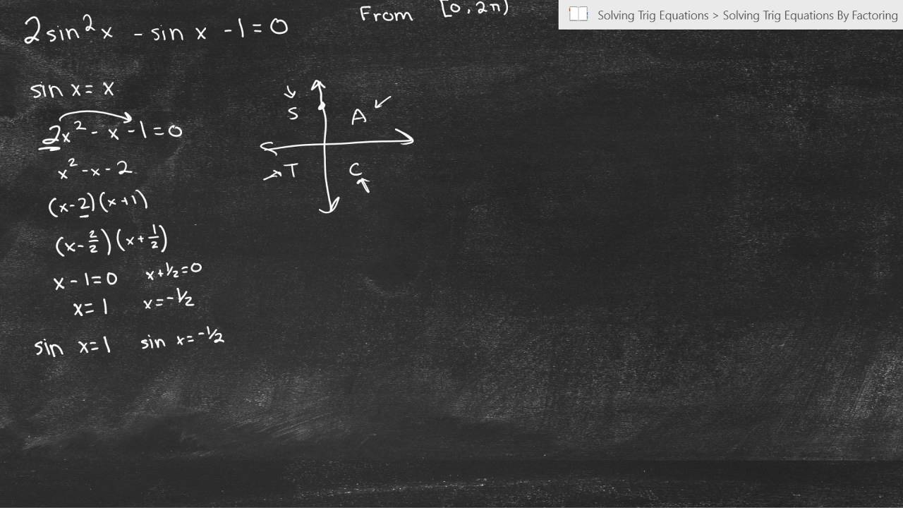 Solving Trig Equations by Factoring: Example 1 - YouTube