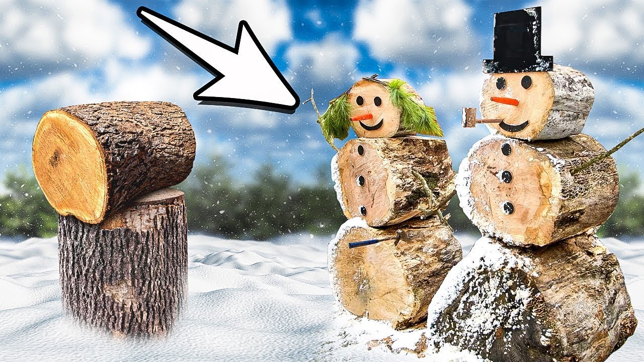 How to Make a Log Snowman in 60 Minutes | Woodworking Projects - YouTube