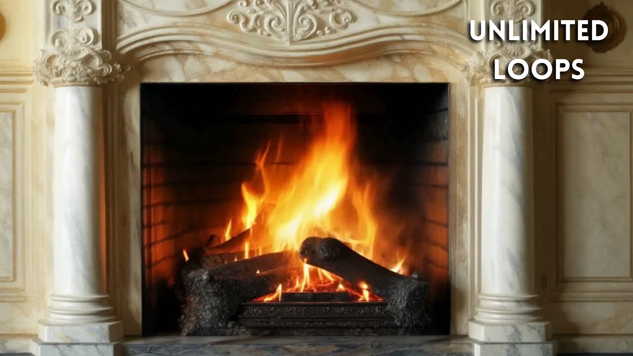 Cozy Fireplace Ambiance for Stress Relief. Unlimited loops. Crackling ...