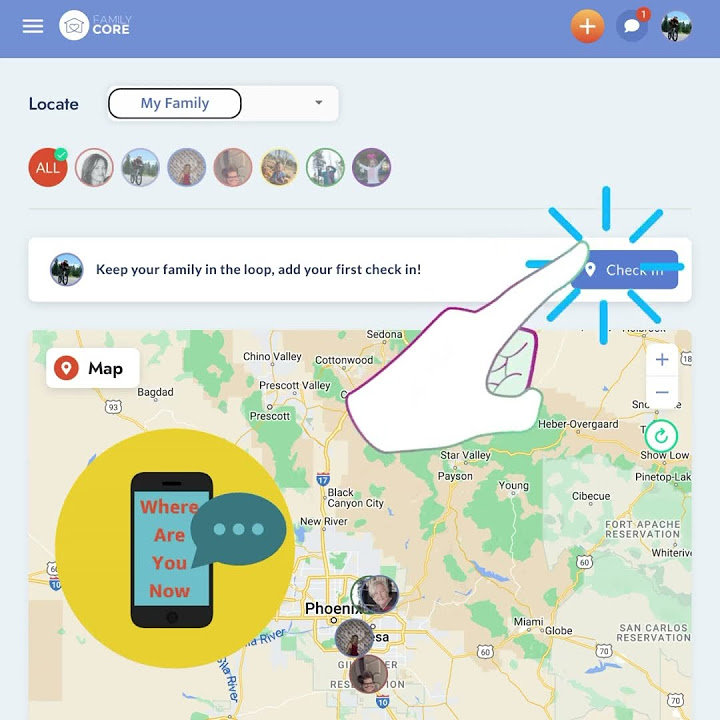 Geolocation check in, from both iOS or Android. #checkin #geolocation #informed #thefamilycore ...