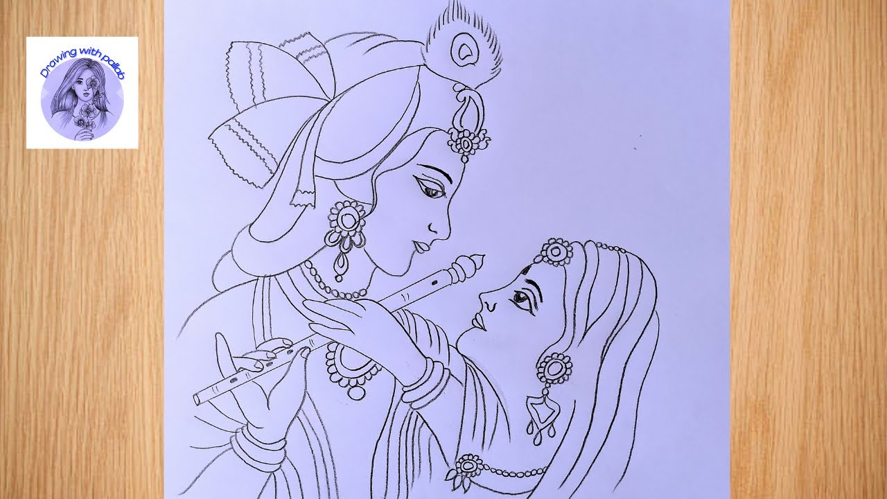 lord radhakrishna drawing for beginners || easy shree radhakrishna ...