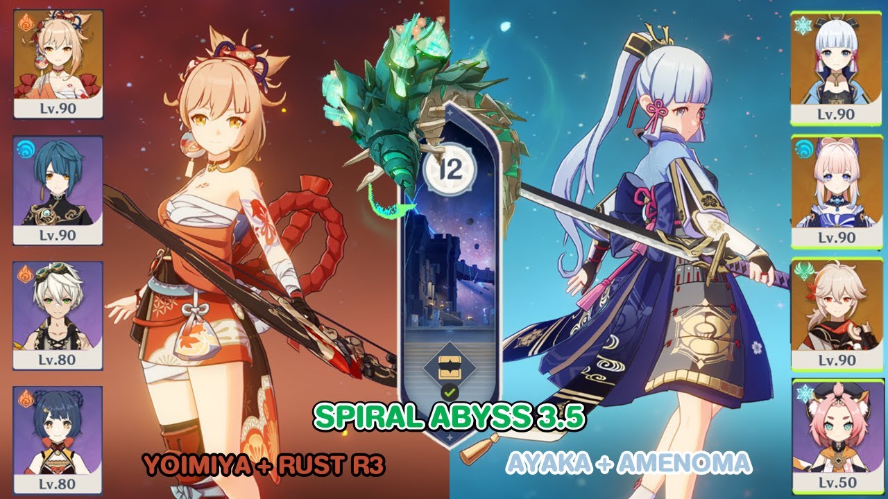 Spiral Abyss v3.5 | F12-3 | Yoimiya C0 + Rust R3 & Ayaka C0 + Amenoma R2 - YouTube