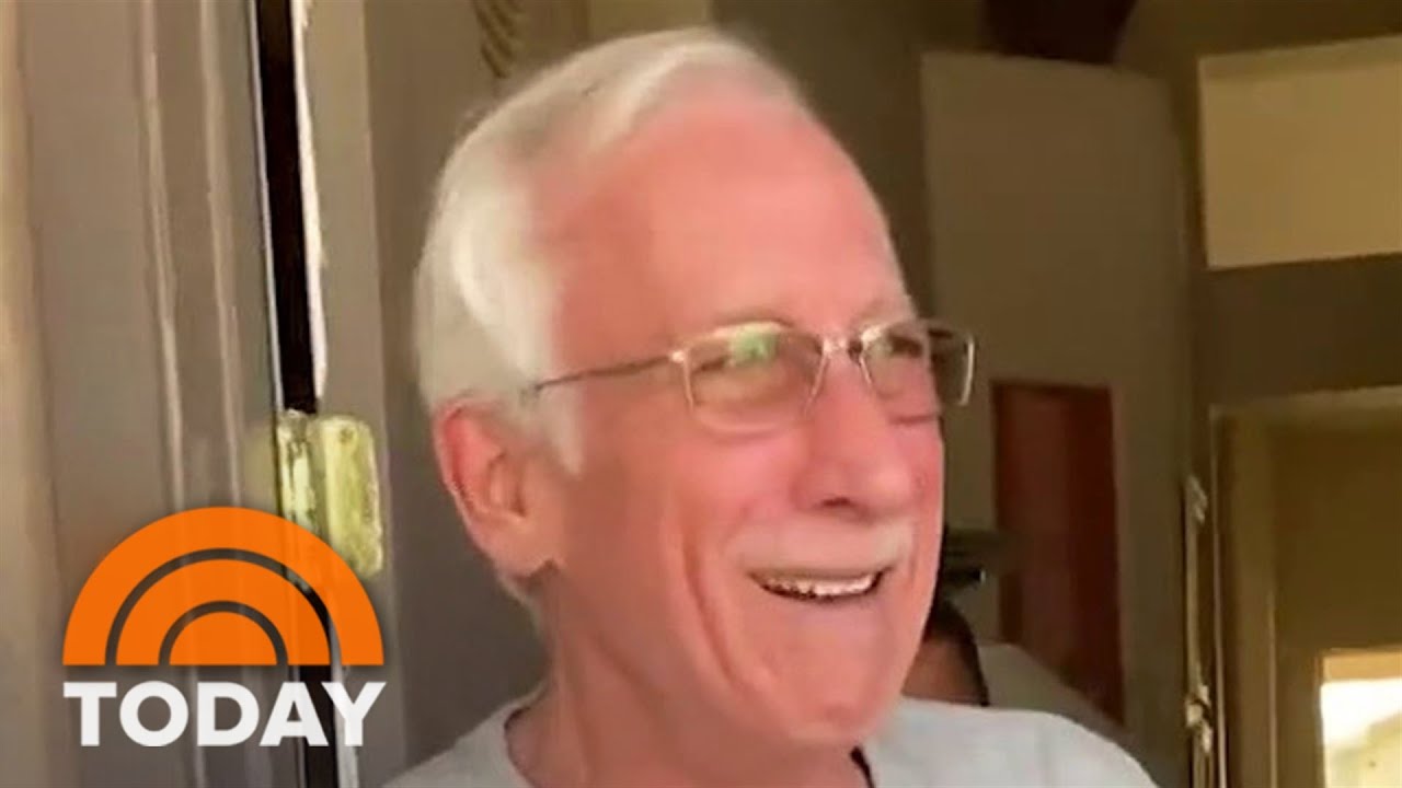 Grandpa overcome with emotion seeing grandchildren after 3 years - YouTube