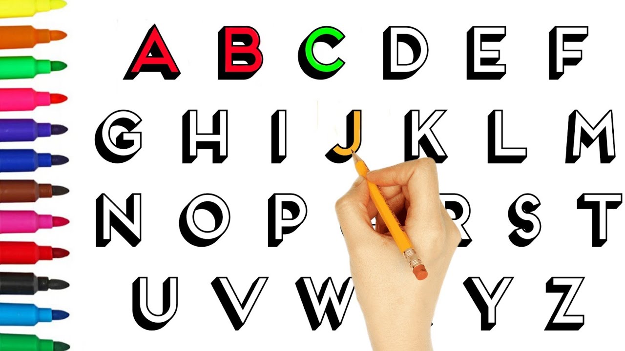 How To Draw ABC Alphabet A To Z - Learn Abc With Colors For Kids ...