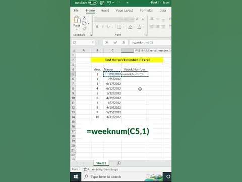 Find Week Number In Excel | Advance Excel Formula | MyExcelGeeks - YouTube