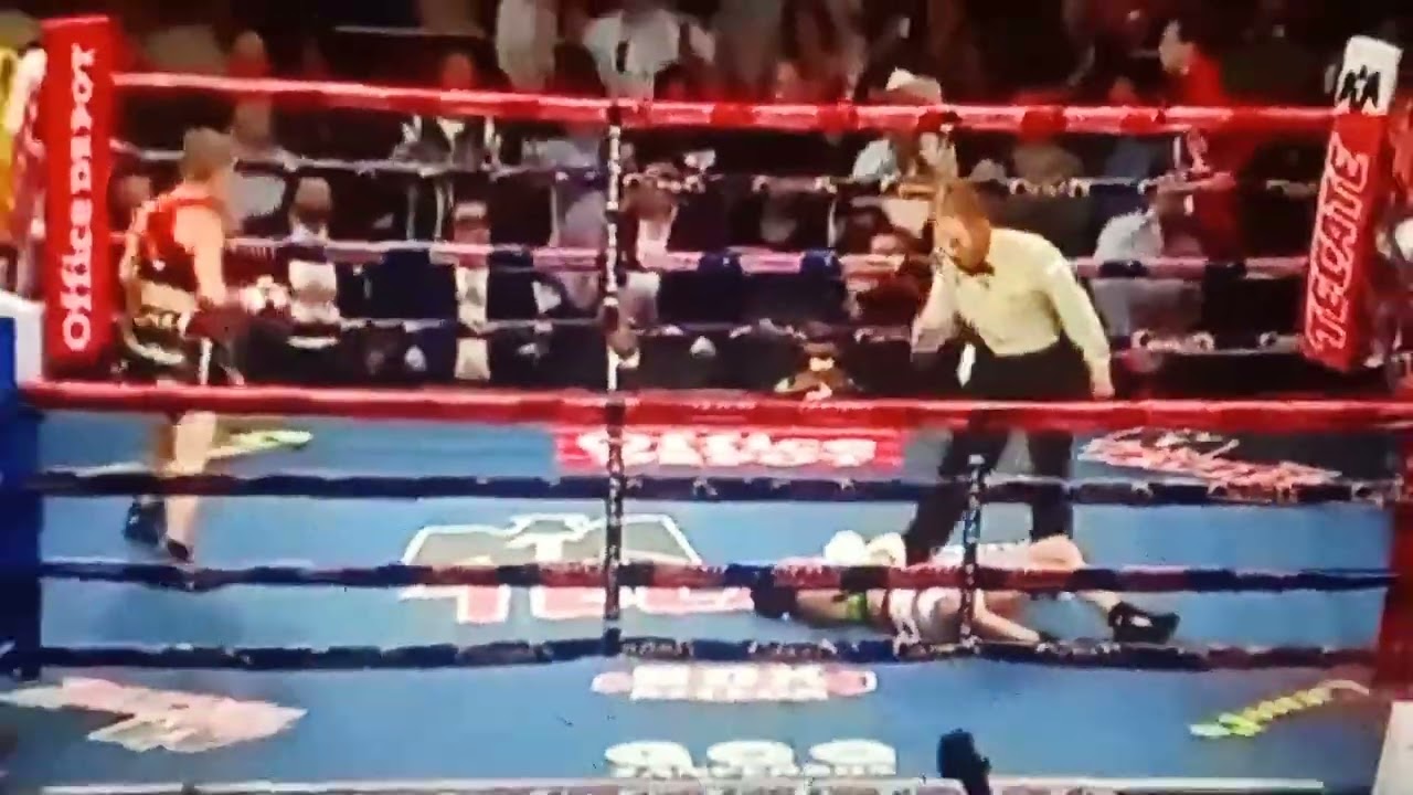 Brutal Female knockout leaves boxer in between other boxes legs - YouTube