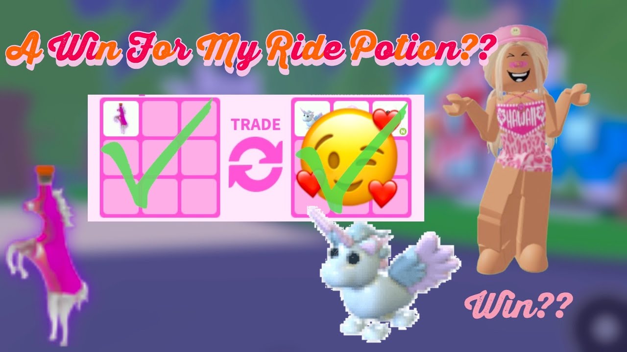 TRADING MY RIDE POTION 🌸💅🐽(I GOT A WIN 🥇) /Adopt me Roblox - YouTube