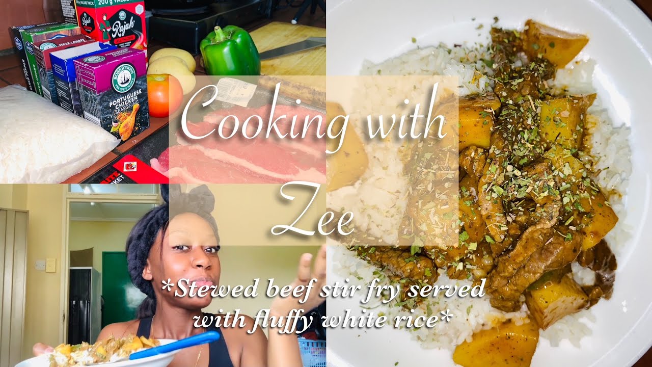 COOKING WITH ZEE EP 2: Stewed beef stir fry served with fluffy white ...