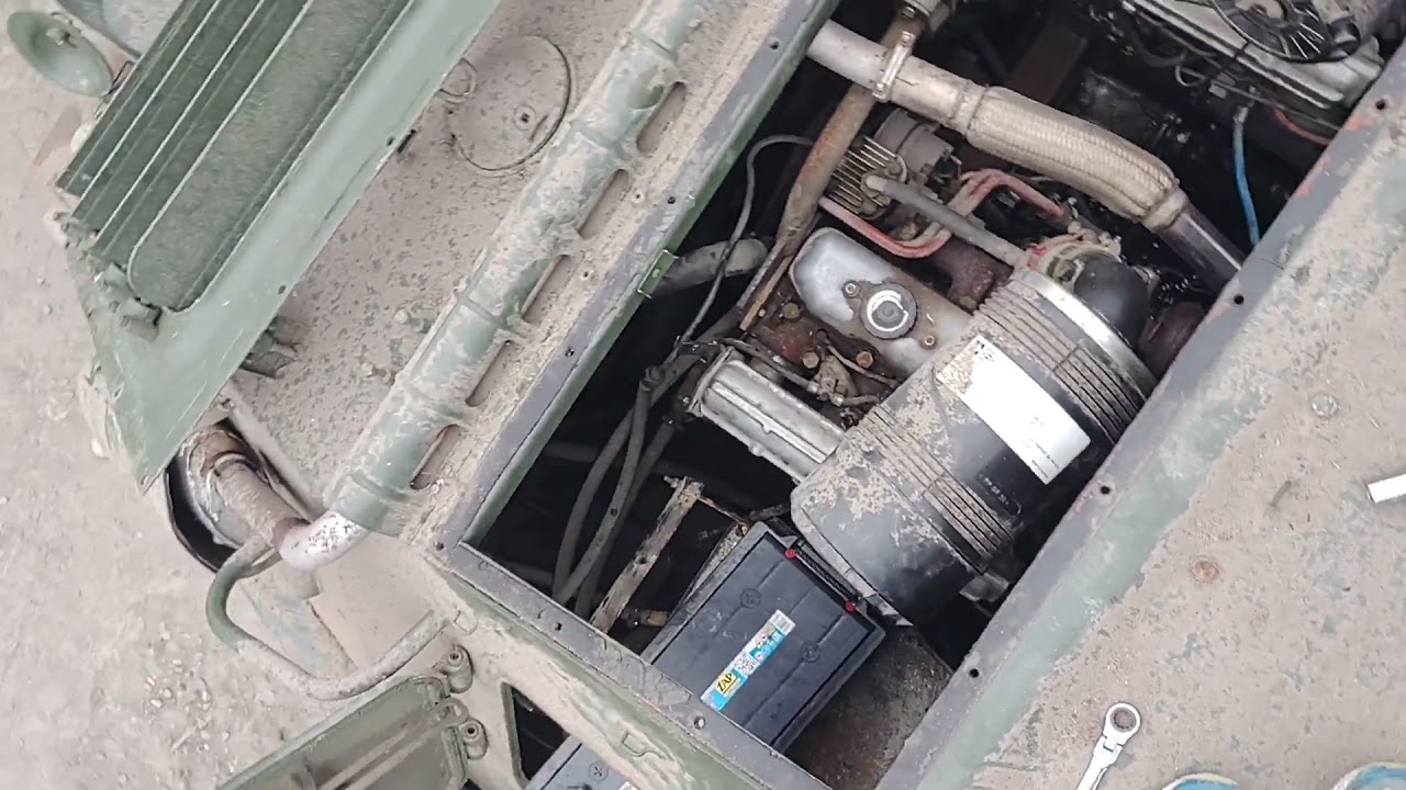 BTR-60 diesel engines working - YouTube