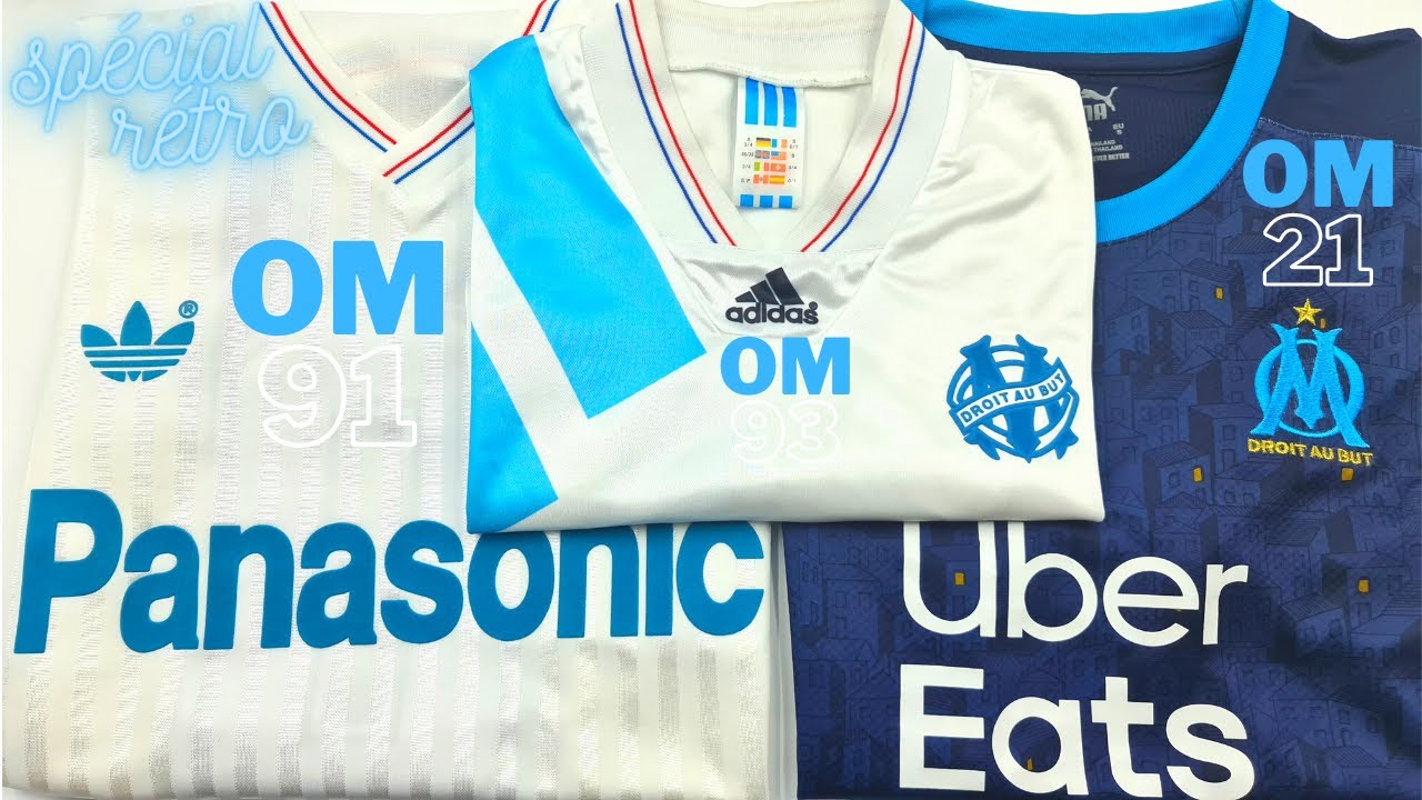Olympique de Marseille jersey RETRO kit 90/91 - 92/93 - 20/21 unboxing ...