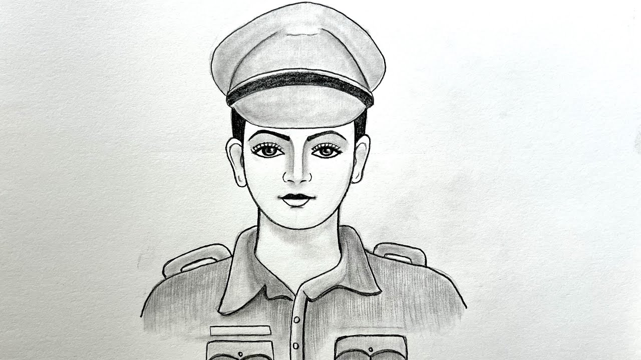 How to draw a lady police drawing for beginners || police drawing easy ...
