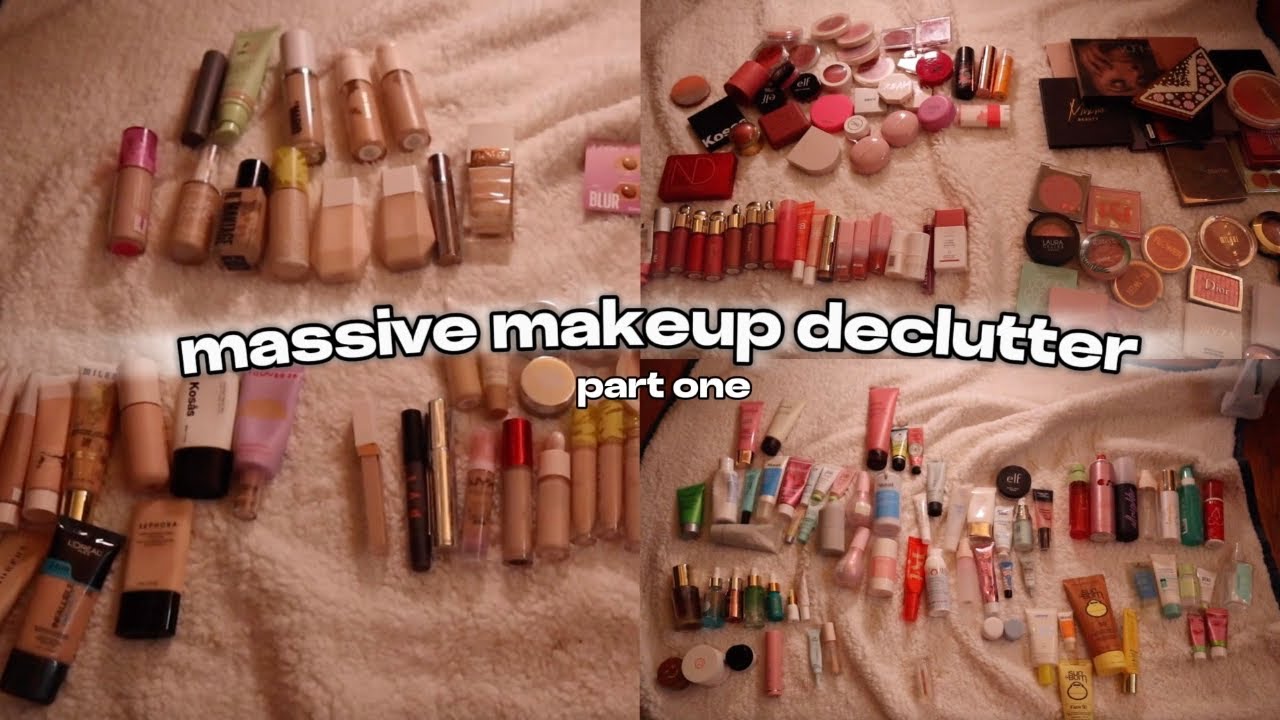 MASSIVE MAKEUP DECLUTTER part one // skincare, foundation, concealer ...