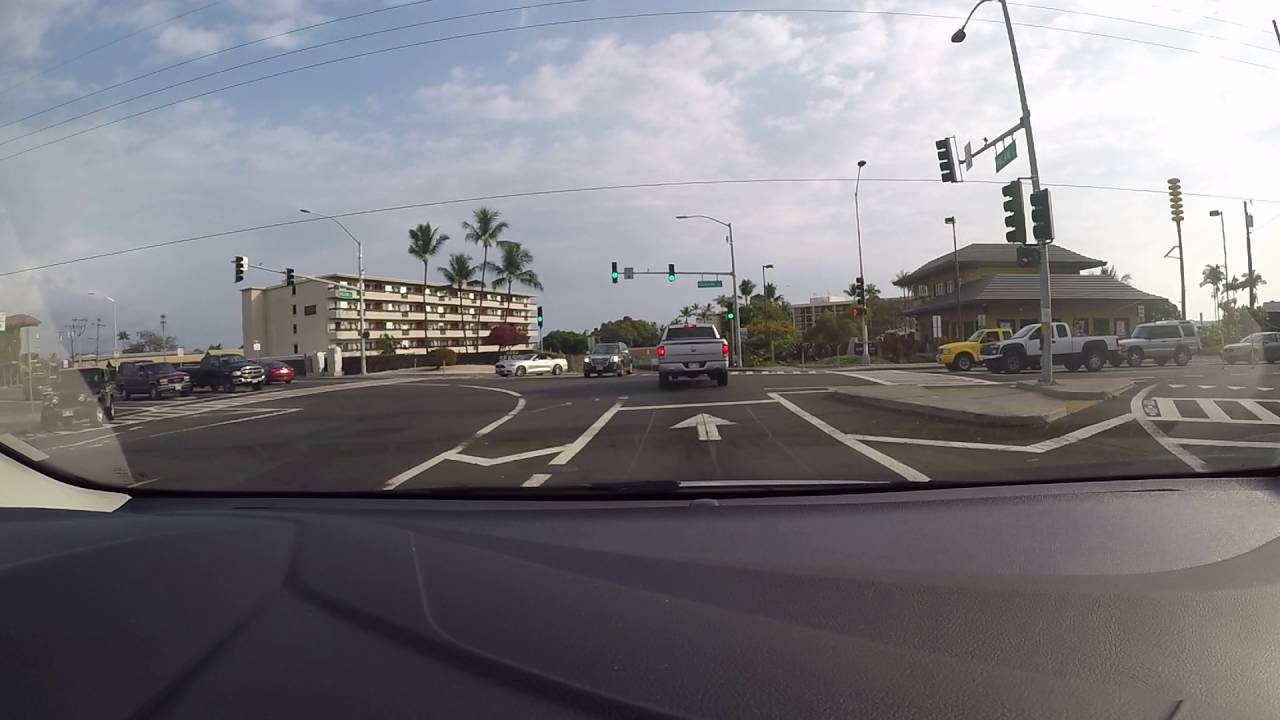 Driving from the Safeway Supermarket thru downtown Kailua-Kona Hawaii ...