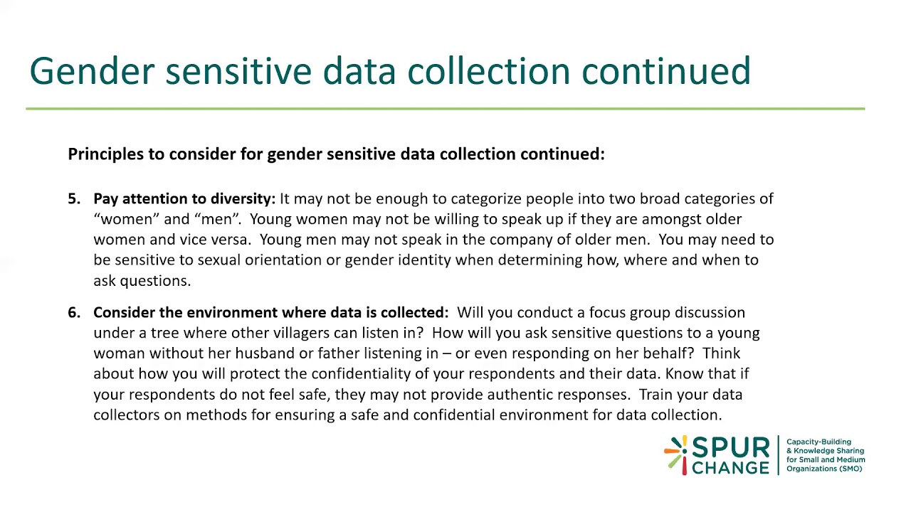 Data Collection Methods, Gender Sensitive Data Collection and Ethics ...