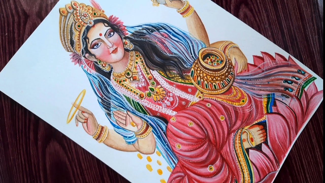 Mata Laxmi Watercolor Painting 😍🎨 Diwali Drawing - YouTube