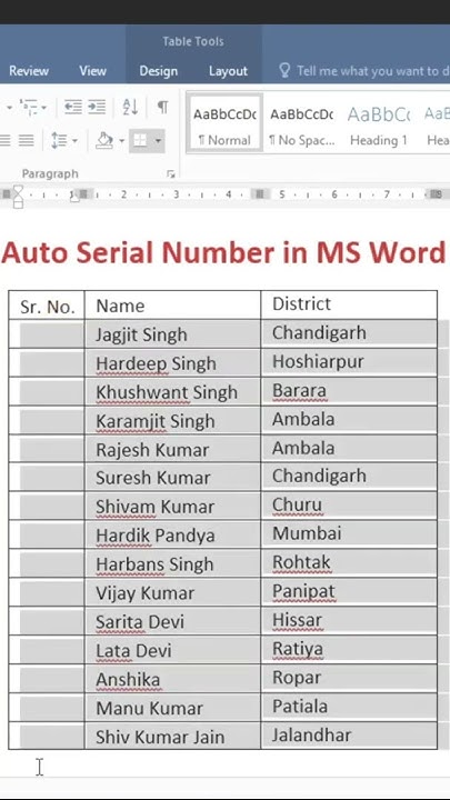 How to Instar Auto Serial Number in MS Word - YouTube
