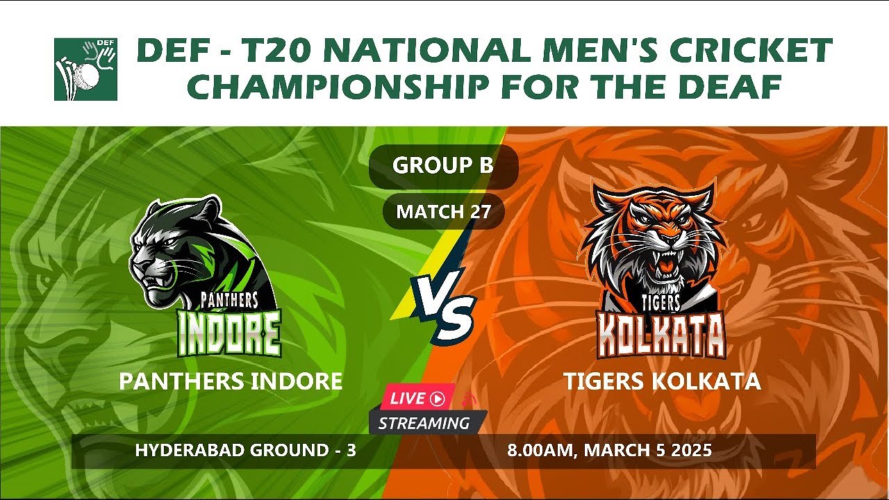 PANTHERS INDORE VS TIGERS KOLKATA | DEF-T20 NATIONAL MEN'S CRICKET ...