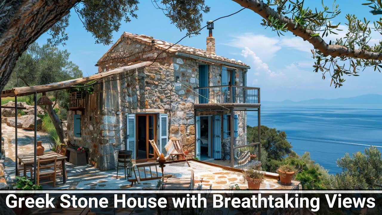 Design Concept for a Small Greek Stone House with a View of the ...