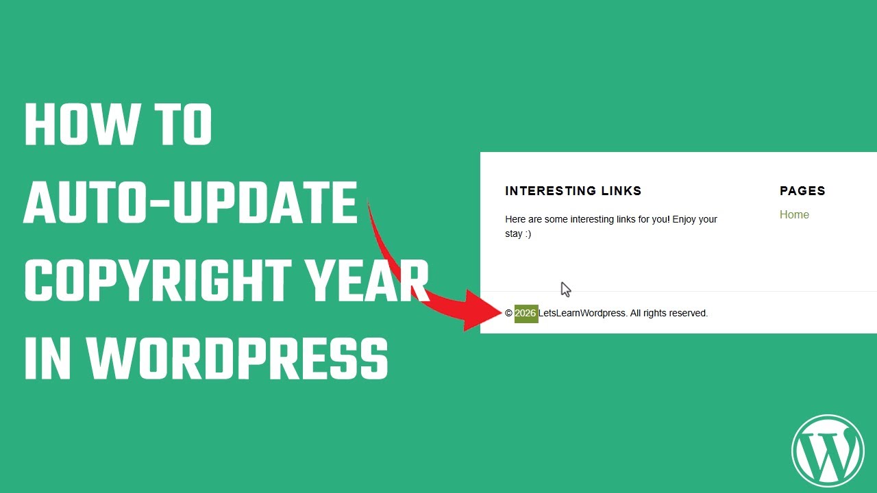 How to auto-update Copyright Year in WordPress? - YouTube